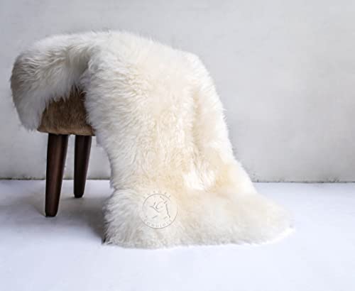 Genuine Natural Sheepskin Rug White 2 x 3 ft. Soft Premium Quality Bedside Rug Chair Seat Cover Rug Throw