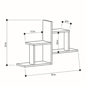 Ada Home Décor Webb Wall Shelf, 34'' x 23'' x 8'', Light Walnut