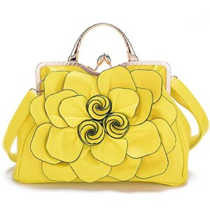 sunrolan women’s evening clutches handbags formal party wallets wedding purses wristlets ethnic totes satchel (yellow)