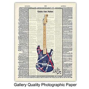 Guitar Wall Decor Poster Set - Musician Gifts for Jimi Hendrix, Eddie Van Halen, John Lennon, Jimmy Page, Eric Clapton, Music Fans - Home Decor, Wall Art, Print Set - 8x10