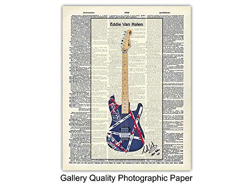 Guitar Wall Decor Poster Set - Musician Gifts for Jimi Hendrix, Eddie Van Halen, John Lennon, Jimmy Page, Eric Clapton, Music Fans - Home Decor, Wall Art, Print Set - 8x10