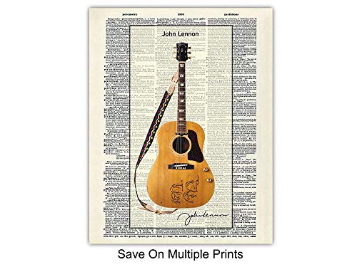 Guitar Wall Decor Poster Set - Musician Gifts for Jimi Hendrix, Eddie Van Halen, John Lennon, Jimmy Page, Eric Clapton, Music Fans - Home Decor, Wall Art, Print Set - 8x10