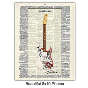 Guitar Wall Decor Poster Set - Musician Gifts for Jimi Hendrix, Eddie Van Halen, John Lennon, Jimmy Page, Eric Clapton, Music Fans - Home Decor, Wall Art, Print Set - 8x10