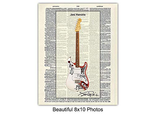 Guitar Wall Decor Poster Set - Musician Gifts for Jimi Hendrix, Eddie Van Halen, John Lennon, Jimmy Page, Eric Clapton, Music Fans - Home Decor, Wall Art, Print Set - 8x10