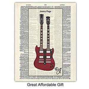 Guitar Wall Decor Poster Set - Musician Gifts for Jimi Hendrix, Eddie Van Halen, John Lennon, Jimmy Page, Eric Clapton, Music Fans - Home Decor, Wall Art, Print Set - 8x10