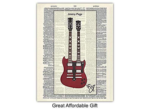 Guitar Wall Decor Poster Set - Musician Gifts for Jimi Hendrix, Eddie Van Halen, John Lennon, Jimmy Page, Eric Clapton, Music Fans - Home Decor, Wall Art, Print Set - 8x10