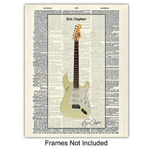 Guitar Wall Decor Poster Set - Musician Gifts for Jimi Hendrix, Eddie Van Halen, John Lennon, Jimmy Page, Eric Clapton, Music Fans - Home Decor, Wall Art, Print Set - 8x10