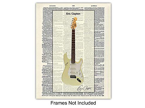 Guitar Wall Decor Poster Set - Musician Gifts for Jimi Hendrix, Eddie Van Halen, John Lennon, Jimmy Page, Eric Clapton, Music Fans - Home Decor, Wall Art, Print Set - 8x10