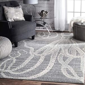 nuloom thomas paul octopus area rug, 4′ x 6′, grey