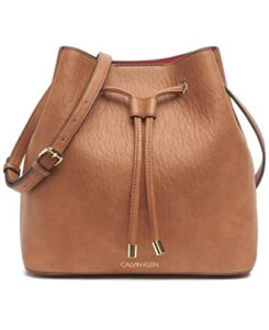 calvin klein gabrianna novelty bucket shoulder bag, caramel