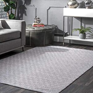 nuloom lorretta geometric cotton area rug, 5′ x 8′, grey