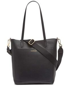 calvin klein larissa pebble leather north/south tote, black/gold