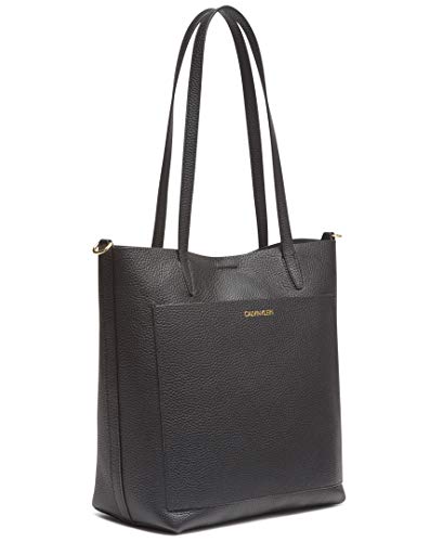 Calvin Klein Larissa Pebble Leather North/South Tote, Black/Gold