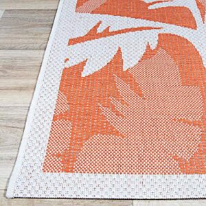 Couristan Monaco Indoor/Outdoor Area Rug for Patios, Decks, Kitchens, and Laundry Rooms, All-Weather, Pet-Friendly and Easy to Clean, Coastal Flora Pattern in Ivory-Orange, 5'3" x 7'6"