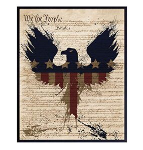 american pride dictionary wall art – 8x10 us constitution poster for office or home decor – patriotic gift for americana fans – vintage decoration – memorial, veterans day or 4th of july print