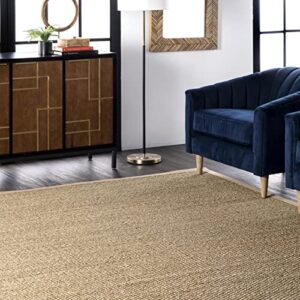 nuLOOM Elijah Natural Seagrass Farmhouse Runner Rug, 2' 6" x 6', Beige