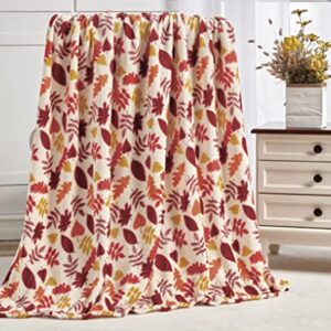 GoodGram Ultra Plush Christmas & Halloween Themed Fleece Throw Blankets - Assorted Styles (Autumn Leaves)