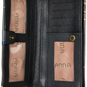 Anna by Anuschka Womens Handpainted Leather Ladies Wallet Snap Button Closure, Rose Safari Grey,One Size