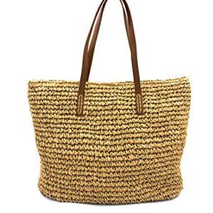 Romfor Women Large Straw Bag Handmade Summer Beach Shoulder Bag