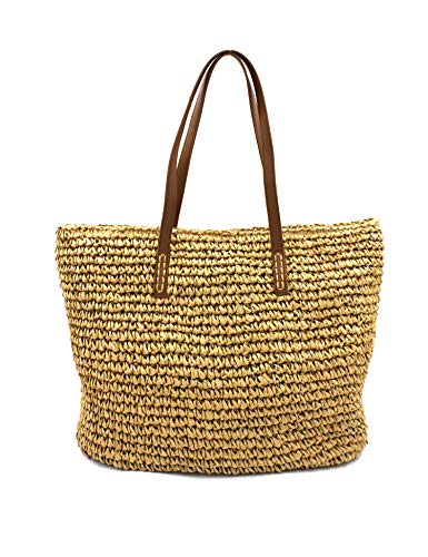 Romfor Women Large Straw Bag Handmade Summer Beach Shoulder Bag