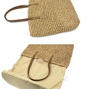 Romfor Women Large Straw Bag Handmade Summer Beach Shoulder Bag