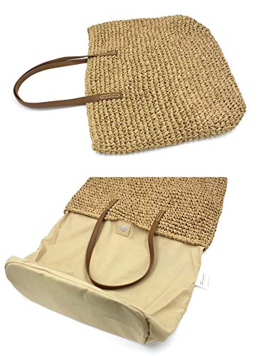 Romfor Women Large Straw Bag Handmade Summer Beach Shoulder Bag