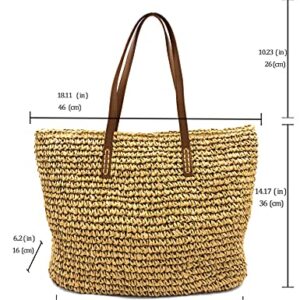 Romfor Women Large Straw Bag Handmade Summer Beach Shoulder Bag