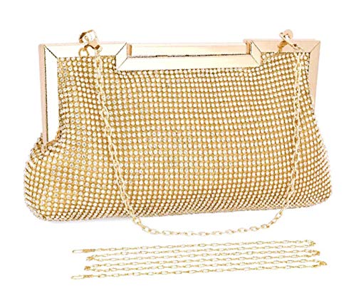 Selighting Women's Rhinestones Crystal Evening Bags Clutches Formal Wedding Clutch Purse Prom Cocktail Party Handbags (One Size, Gold)