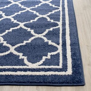 SAFAVIEH Amherst Collection 2'6" x 4' Navy / Beige AMT422P Moroccan Trellis Non-Shedding Living Room Bedroom Accent Rug