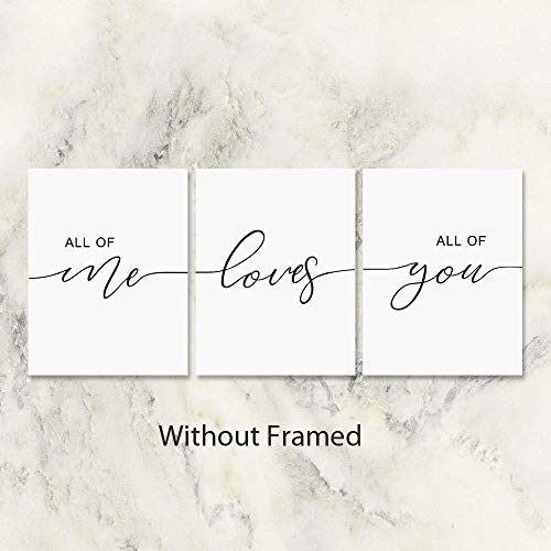 Set of 3, All of Me Loves All of You Print Quote, Bedroom Print Set, Minimalist Wall Art, Bedroom Poster, Above Bed Artwork, Home Decor,11x14inch Unframed