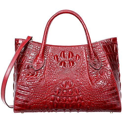 PIJUSHI Women Handbags Crocodile Purse Designer Top Handle Satchel Handbags For Women (5002A, Red)