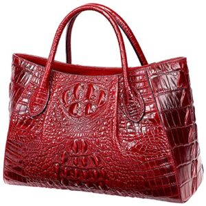 PIJUSHI Women Handbags Crocodile Purse Designer Top Handle Satchel Handbags For Women (5002A, Red)