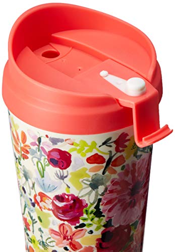 Kate Spade New York 16 Ounce Insulated Travel Mug, Floral Double Wall Thermal Tumbler for Coffee/Tea, Dahlia