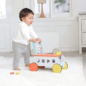 labebe Baby Walker with Wheel, 3-in-1 Wooden Activity Walker for Kids 1-3 Years, Baby Push Walker Girl&Boy/Wooden Push Toy/Walker Toy Infant/Baby Wagons/Learning Walker/Push Cart Toy Orange