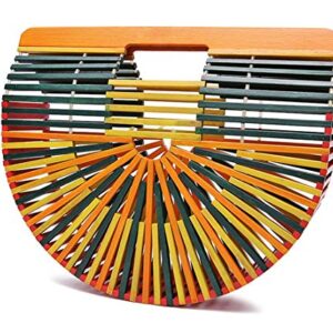 Fashion Bamboo Handbag Handmade Woven Beach bag for Womens (multi-colored)