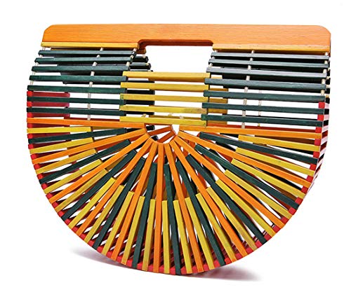 Fashion Bamboo Handbag Handmade Woven Beach bag for Womens (multi-colored)