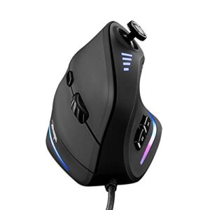 gaming mouse with 5 d rocker, trelc ergonomic mouse with 10000 dpi/11 programmable buttons, rgb vertical gaming mice wired for pc/laptop/e-sports/gamer (black)