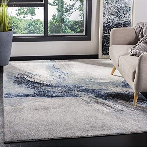 SAFAVIEH Galaxy Collection 5'3" x 7'6" Blue/Grey GAL117M Modern Abstract Non-Shedding Living Room Bedroom Dining Home Office Area Rug