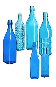 evergreen garden brilliant blue glass bottles, set of 6