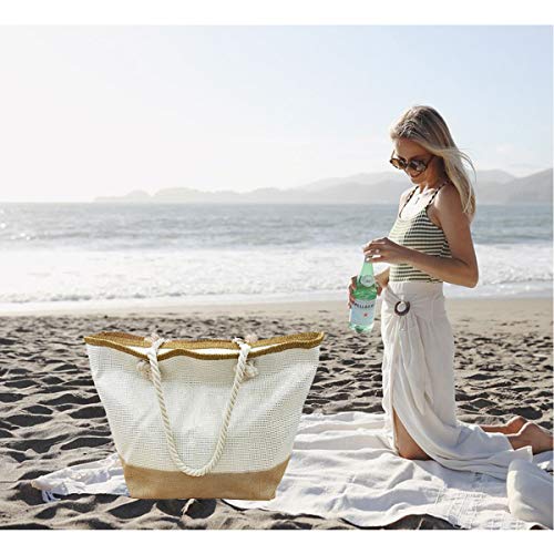 We We Large Straw Beach Bag Tote Duffel Pool Bags Handle Bags with a Pouch for Women