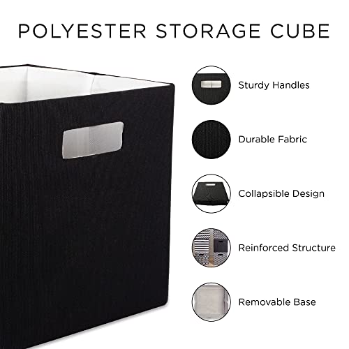 DII Polyester Cube Storage Collection Hard Sided Collapsible, 11x11x11", Black