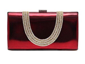 ankoee ladies envelope clutch bag evening bag bridal wedding bag handbag prom clutches handbag(wine-red)