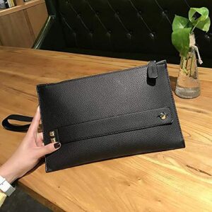 NIGEDU Women Envelope Clutch Bag PU Leather Female Day Clutches Large Purse Evening Bags with Wrist Strap (Black)