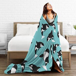 Killer Whale Orca Soft Cozy Luxury Bed Blanket Microfiber Fleece Blanket All Season Lightweight Throw for The Bed… (L)