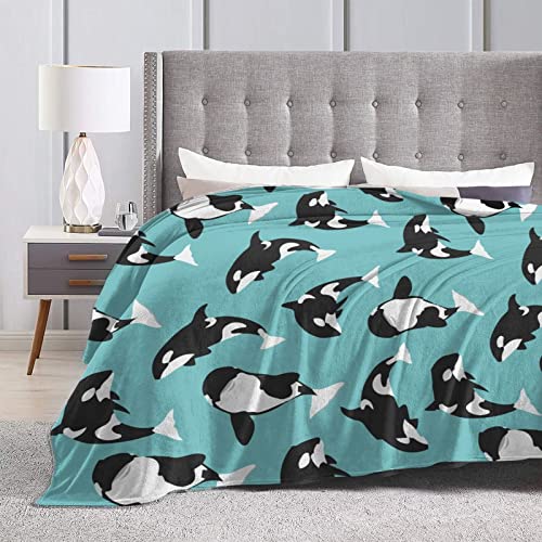 Killer Whale Orca Soft Cozy Luxury Bed Blanket Microfiber Fleece Blanket All Season Lightweight Throw for The Bed… (L)