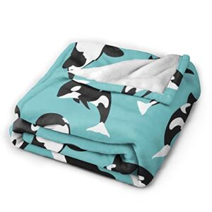 Killer Whale Orca Soft Cozy Luxury Bed Blanket Microfiber Fleece Blanket All Season Lightweight Throw for The Bed… (L)