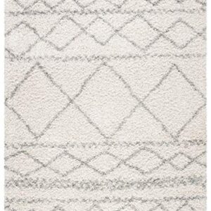 SAFAVIEH Pro Luxe Shag Collection 9' x 12' Ivory / Light Grey PLX436A Moroccan Boho Tassel Non-Shedding Living Room Bedroom Dining Room Entryway Plush 2.4-inch Thick Area Rug