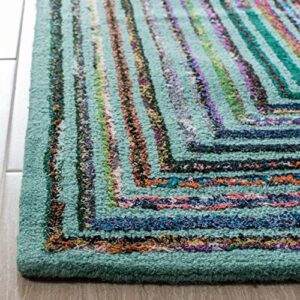 SAFAVIEH Nantucket Collection 6' x 9' Teal NAN603A Handmade Boho Abstract Cotton & Wool Area Rug