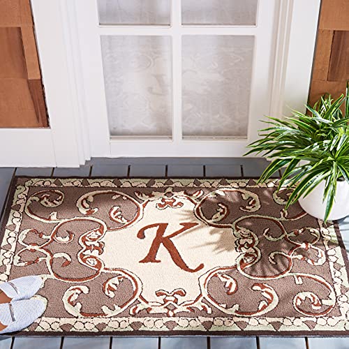 SAFAVIEH Monogram Collection 2'6" x 4' Mocha MON214K Handmade Novelty Accent Rug