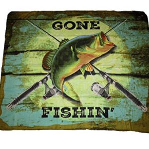 AES Gone Fishin Fishing Bass Fish 50x60 Polar Fleece Blanket Throw